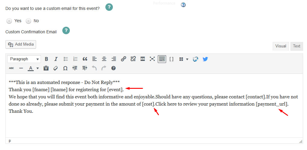 Event Confirmation Email Events Plus Documentation